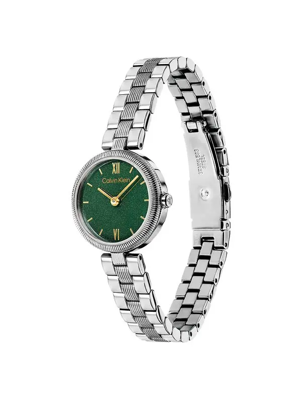 Calvin Klein Textured Bezel Shimmer Dial Watch - Green