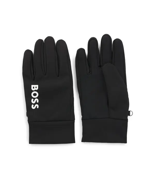BOSS Touchscreen-friendly Running Gloves With Printed Logos - Black