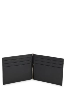 BOSS Textured Leather Wallet With Gold-tone Money Clip