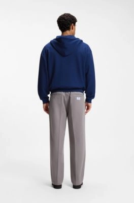 Hugo Loose-fit Zip-up Hoodie In A Waffle Knit - Dark Blue