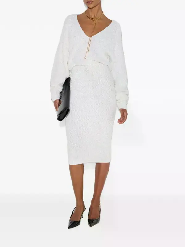 Elisabetta Franchi Raglan-sleeve V-neck Dress - White