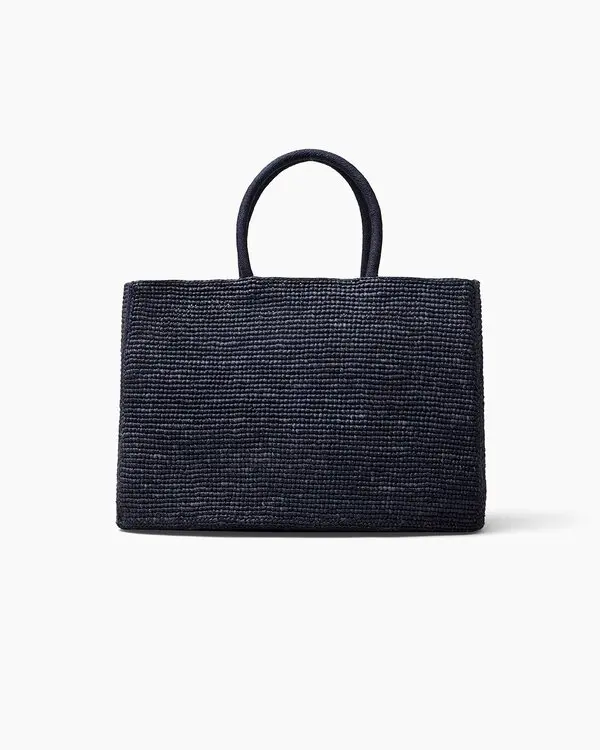 LIÉ STUDIO The Charlotte Raffia Bag Large - Navy