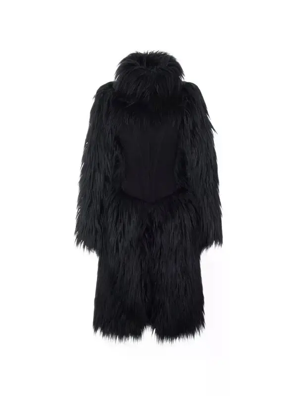 Elisabetta Franchi Fur-effect Coat With Bustier - Black