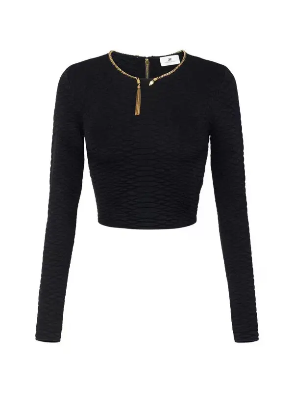Elisabetta Franchi Knit Top With Snake-pattern - Black