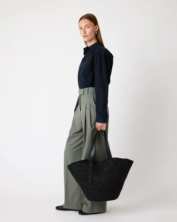 LIÉ STUDIO The Bianca Raffia Bag Large - Black