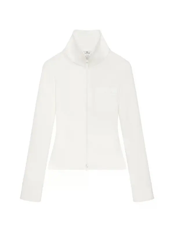 COURREGES Zip-up Twill Cardigan - White