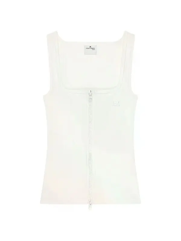 COURREGES Ribbed-knit Zip-up Tank Top