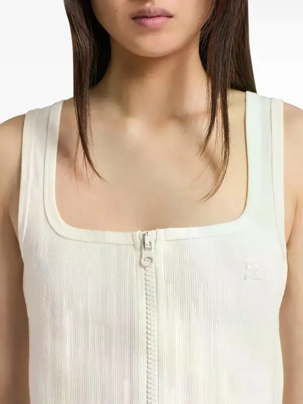 COURREGES Ribbed-knit Zip-up Tank Top