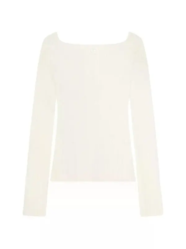 COURREGES Ribbed-knit Square-neck Sweater