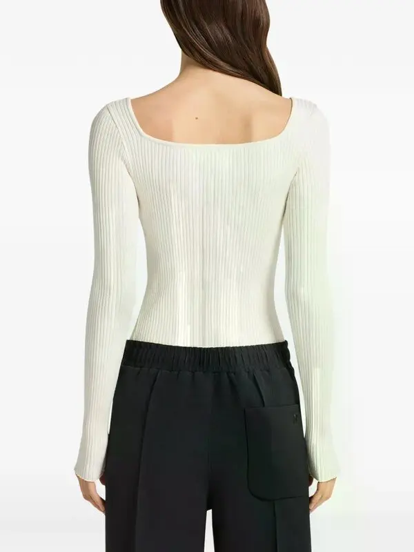 COURREGES Ribbed-knit Square-neck Sweater