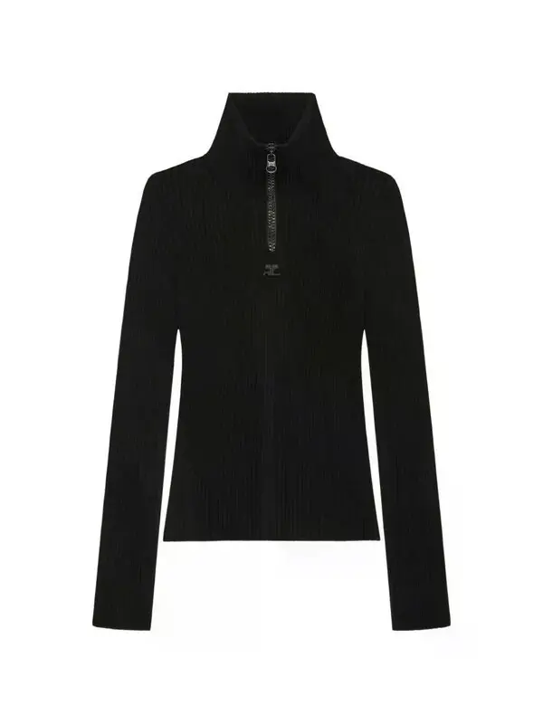 COURREGES Logo-appliqué Ribbed-knit Sweater