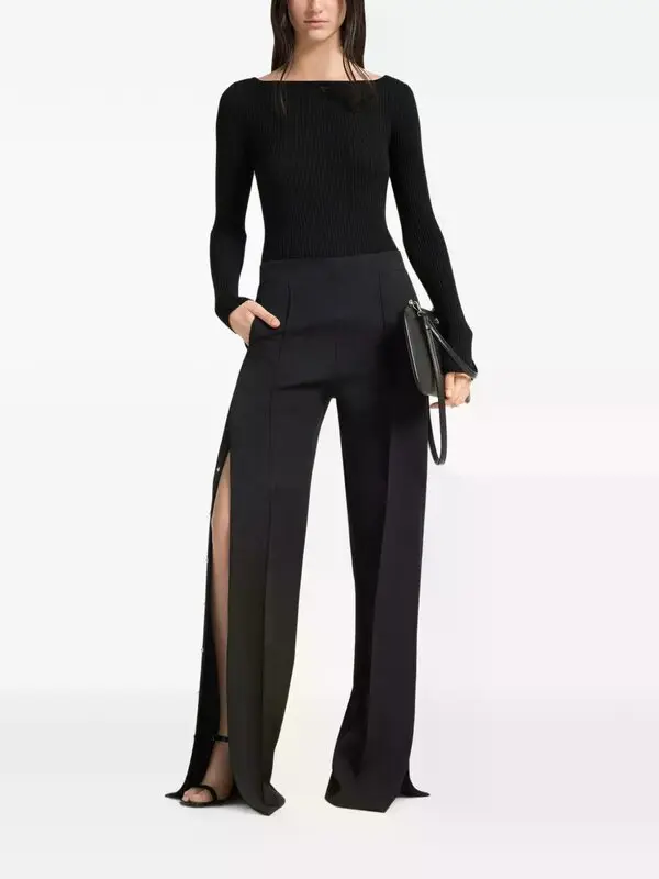 COURREGES Ribbed-knit Square-neck Sweater