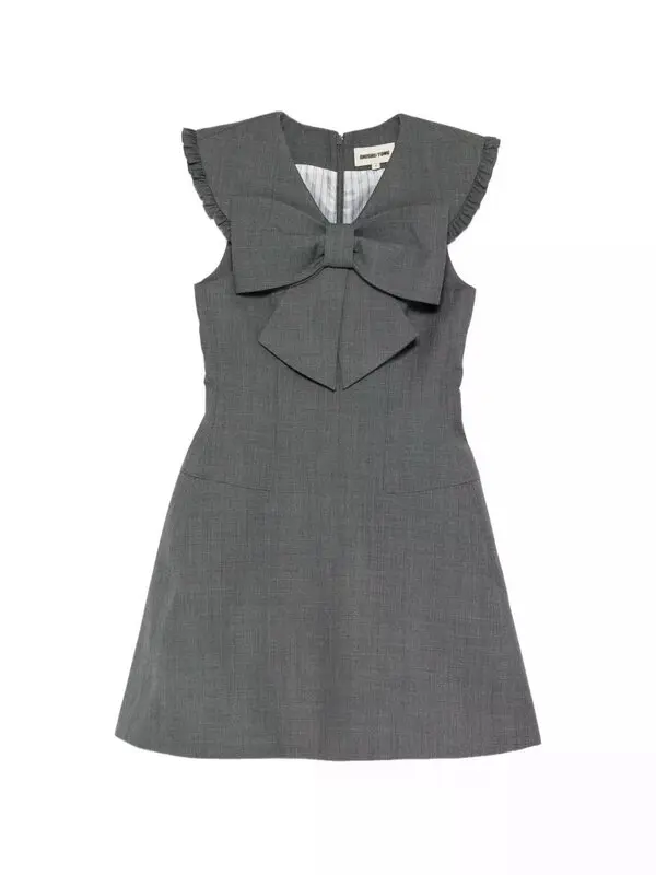 SHUSHU/TONG Bow-detail Ruffled-shoulder Dress