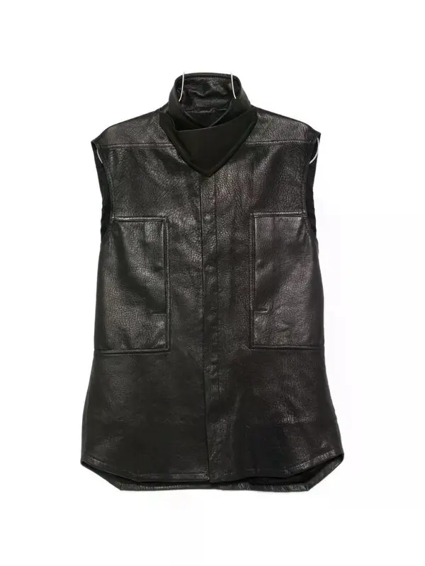 Rick Owens Leather High-neck Shirt Jacket - Black