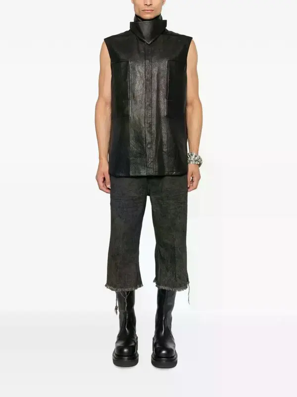 Rick Owens Leather High-neck Shirt Jacket