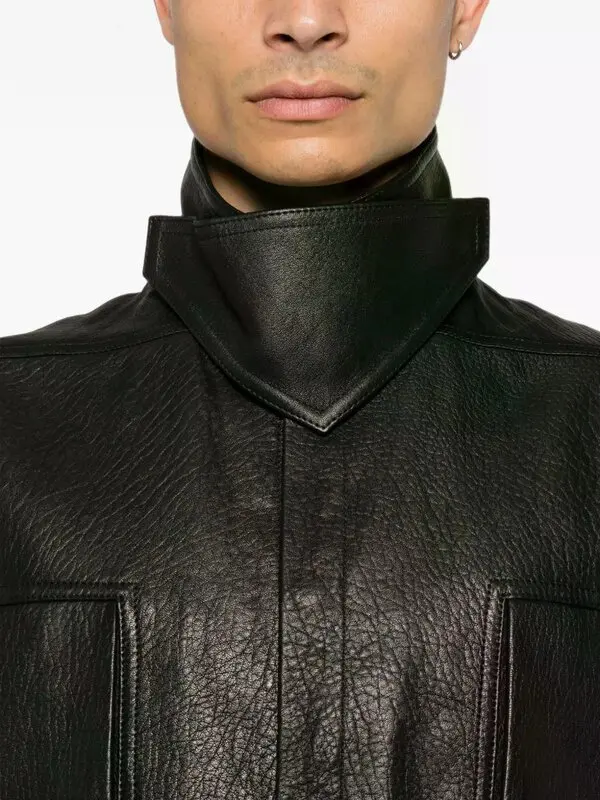 Rick Owens Leather High-neck Shirt Jacket