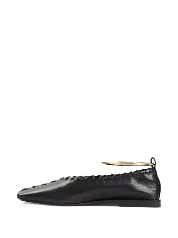 JIL SANDER Ring Whipstitch Anklet Ballet Flats