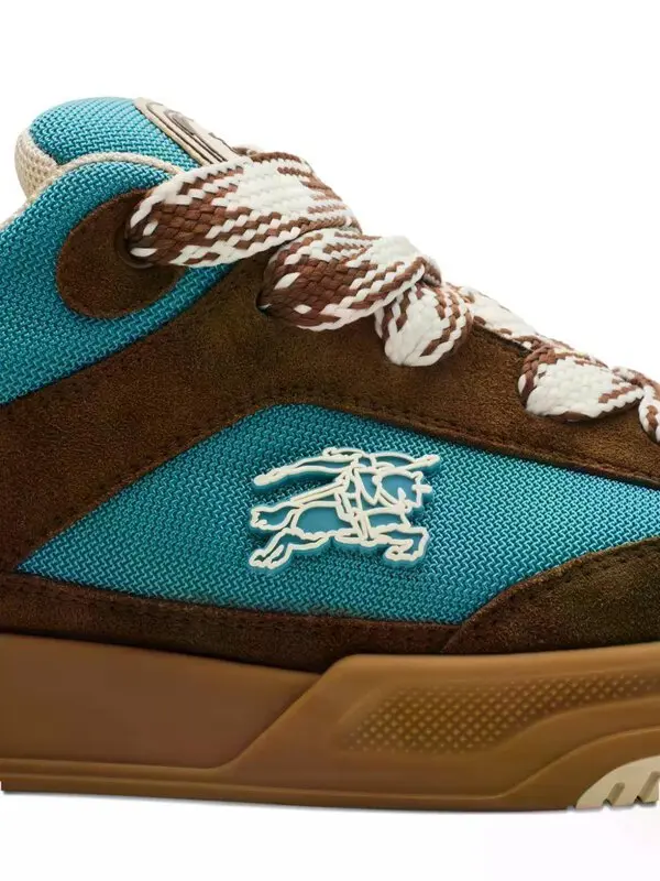 Burberry Suede Appliqué Arc Trainers - Brown