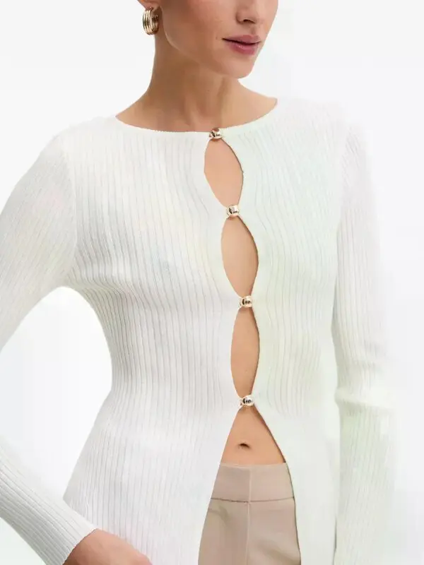 Bardot Cardigan With Gold-tone Hardware - White