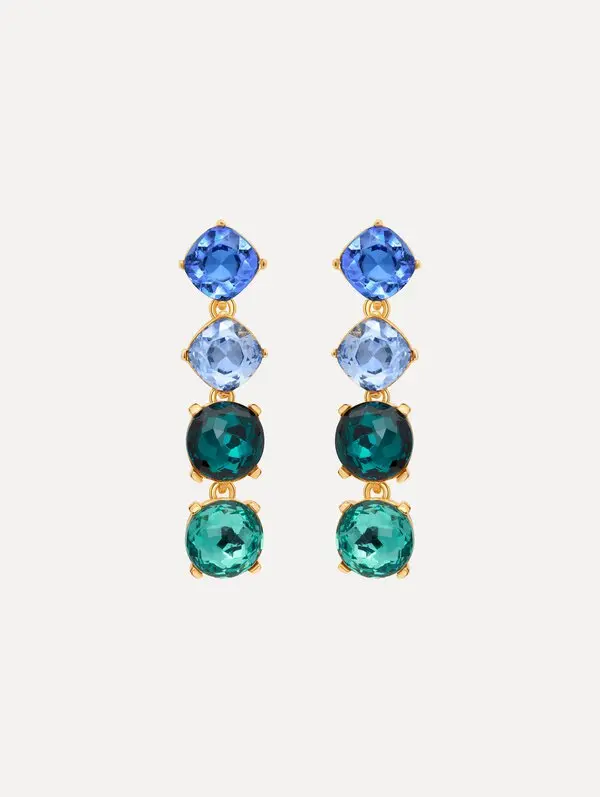 Oscar De La Renta Gallery Drop Earrings With Crystal And Brass - One-color