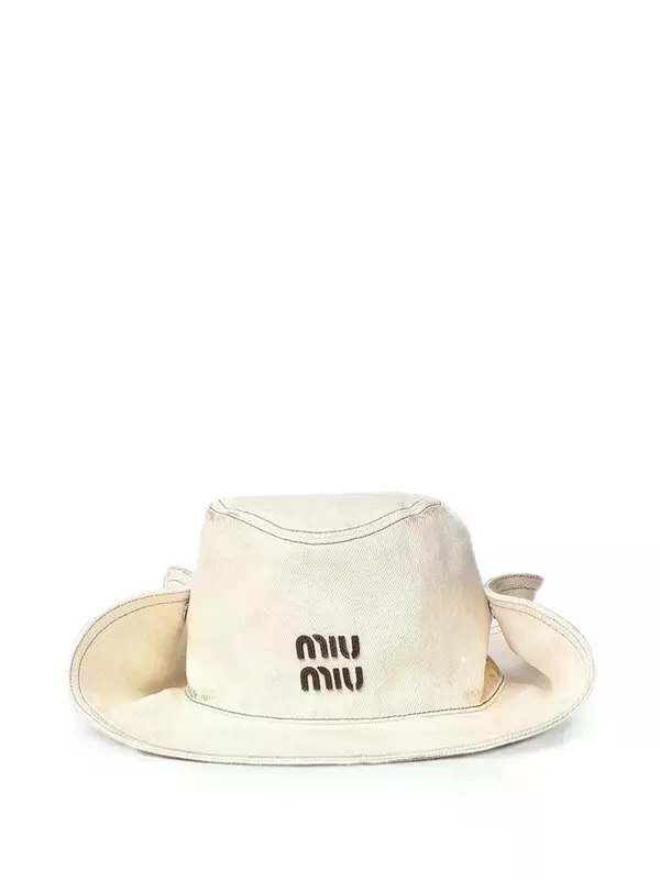 Miu Miu Logo-detail Hat - Neutrals