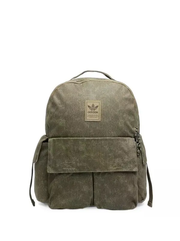 Adidas Washed-effect Logo-patch Backpack - Green