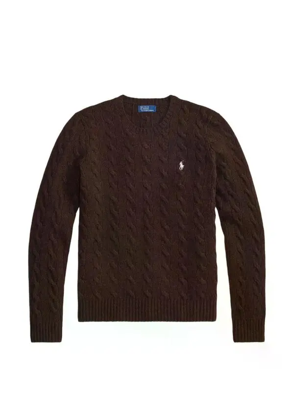 Polo Ralph Lauren Cable-knit Embroidered-logo Sweater - Brown