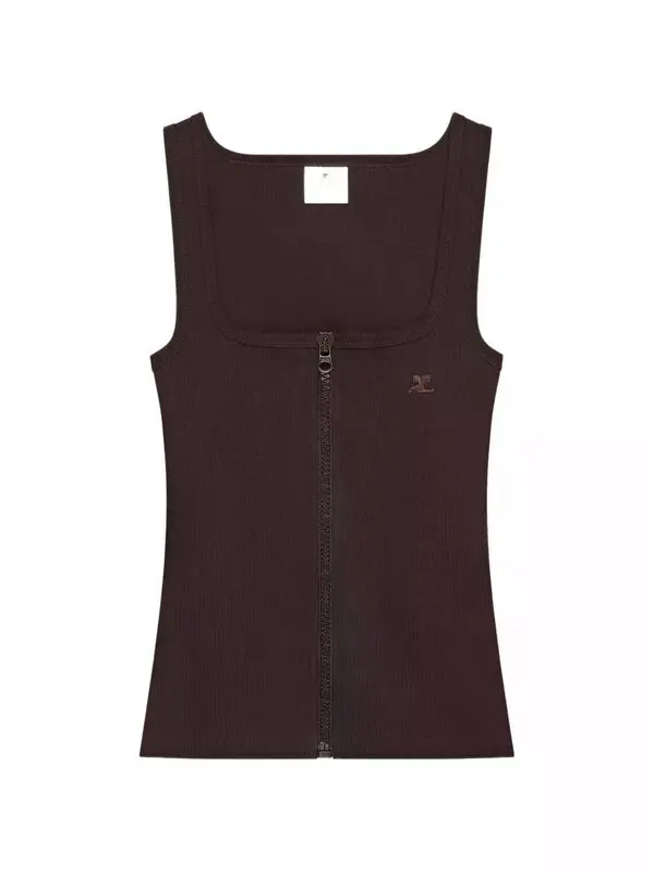 COURREGES 90's Ribbed-knit Zip-up Tank Top