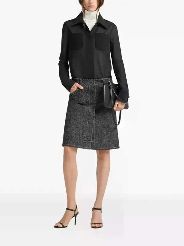COURREGES Mélange-effect Denim Midi Skirt