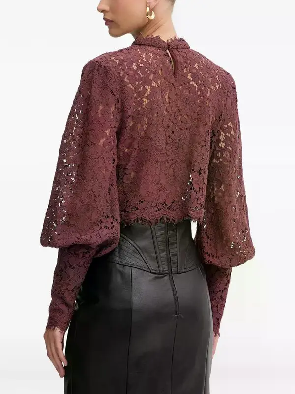 Bardot Georgia Lace Balloon-sleeve Top