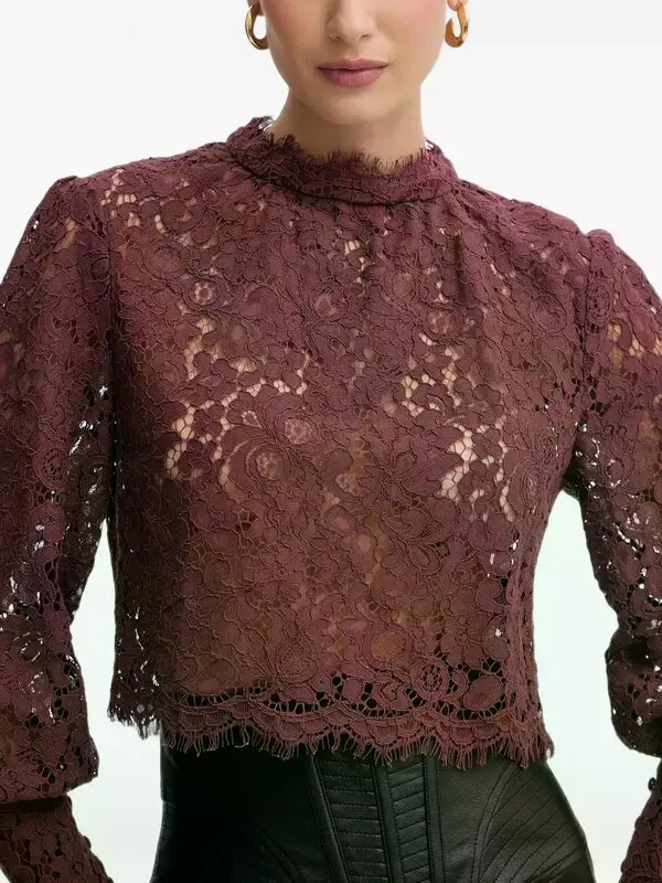 Bardot Georgia Lace Balloon-sleeve Top