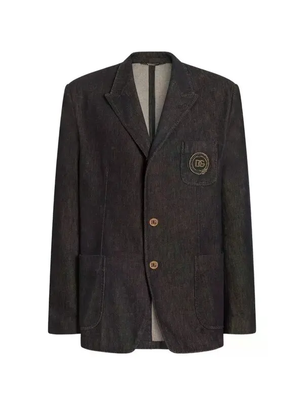 Dolce & Gabbana Single-breasted Portofino Denim Jacket With Patch