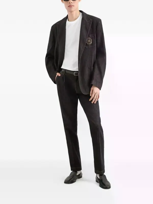 Dolce & Gabbana Single-breasted Portofino Denim Jacket With Patch