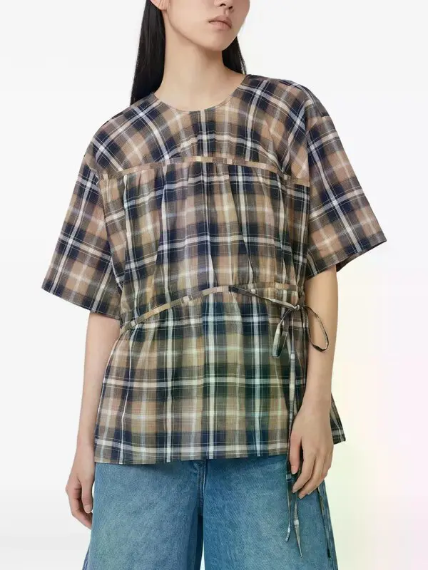 STUDIO TOMBOY Shirred Checkered Blouse