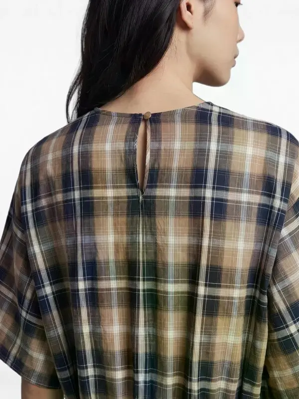 STUDIO TOMBOY Shirred Checkered Blouse
