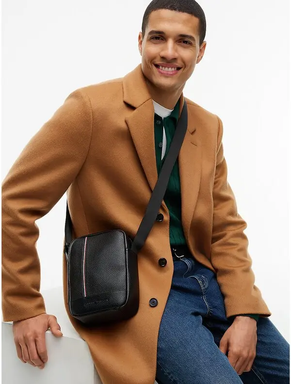 Tommy Hilfiger Signature Stripe Pebbled Mini Reporter Bag