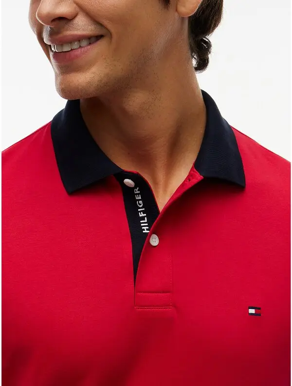 Tommy Hilfiger Regular Fit Tipped Smooth Cotton Polo - Medium Red