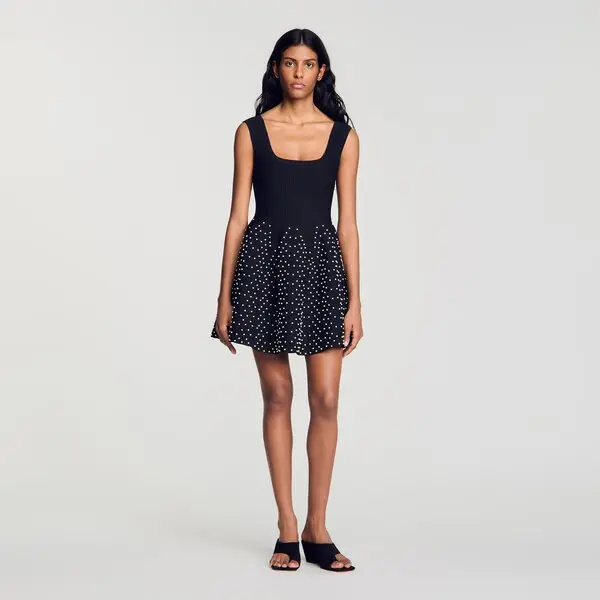 Sandro Short Knit Dress With Beads
