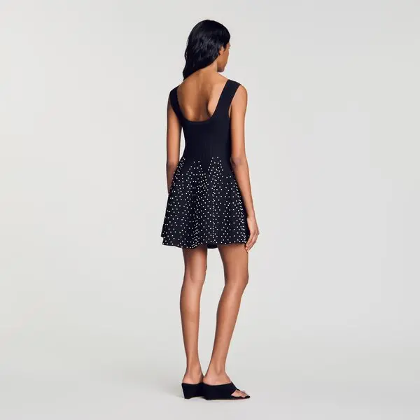 Sandro Short Knit Dress With Beads