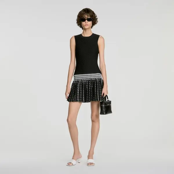 Sandro Check Knit Short Dress