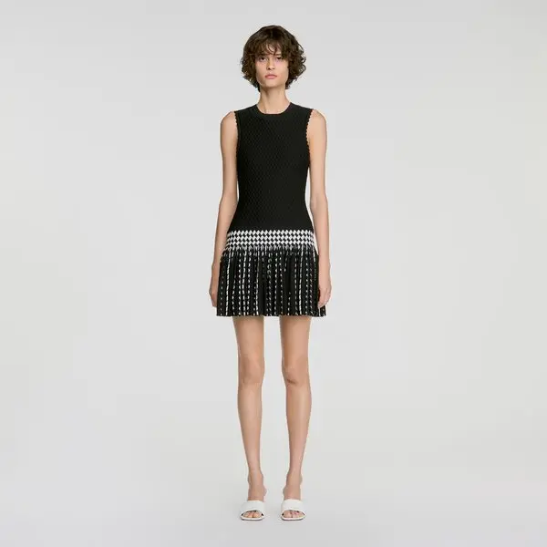 Sandro Check Knit Short Dress