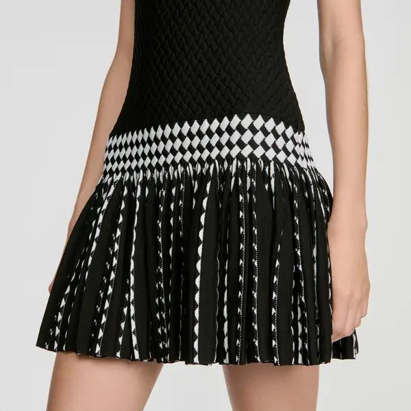 Sandro Check Knit Short Dress