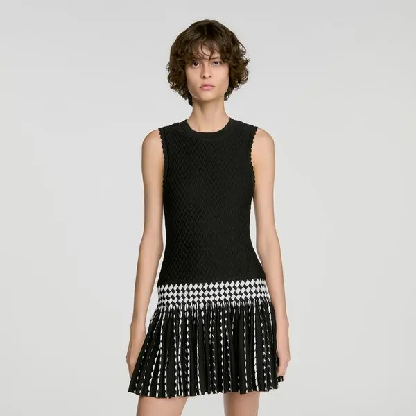 Sandro Check Knit Short Dress