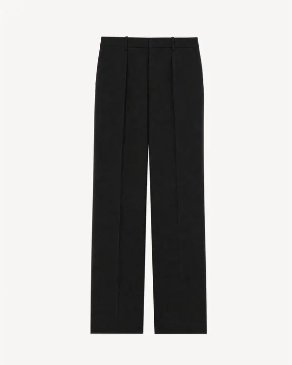 Saint Laurent Pants In Satin-stripe Crepe - Noir