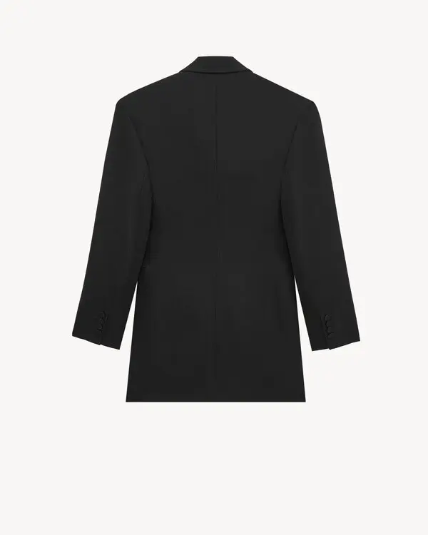 Saint Laurent Double-breasted Tuxedo Jacket In Grain De Poudre