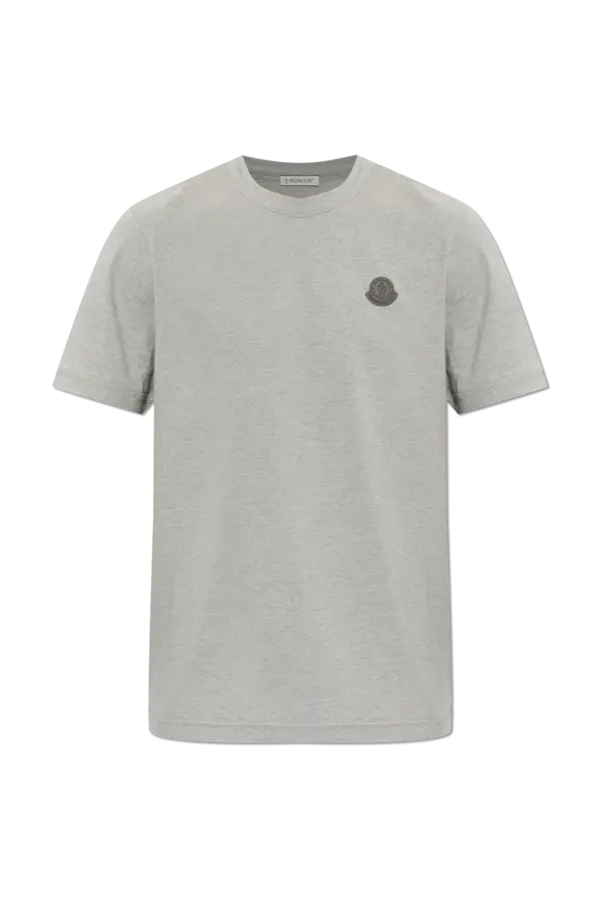 Moncler T-shirt With Logo Patch - Grey