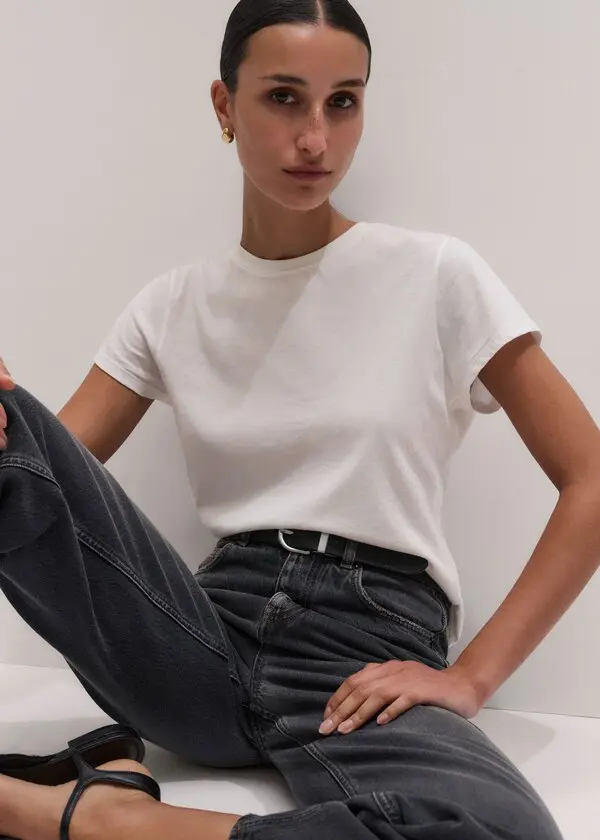 ME+EM Shrunken Layering Tee - Light Cream