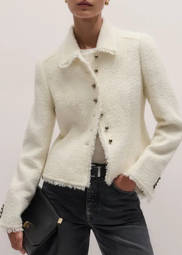 ME+EM Textured Peplum Jacket - Cream