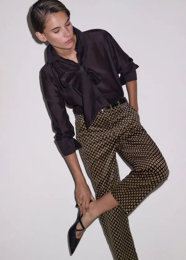 ME+EM Slim Crop Pant - Brown Multi