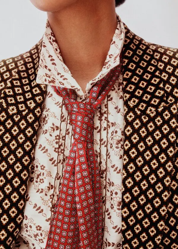 ME+EM Diagonal Floral Print Silk Cotton Blouse